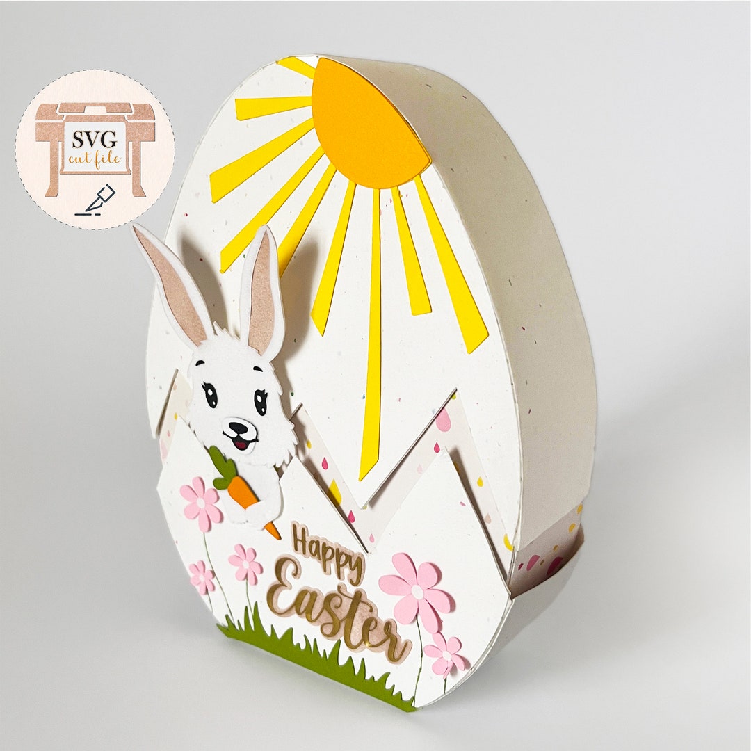Paper Easter Egg Box With Decor SVG Cut File - Etsy