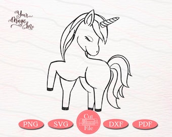 Little Rainbow Unicorn Cut and Print File SVG DXF PNG Pdf - Etsy