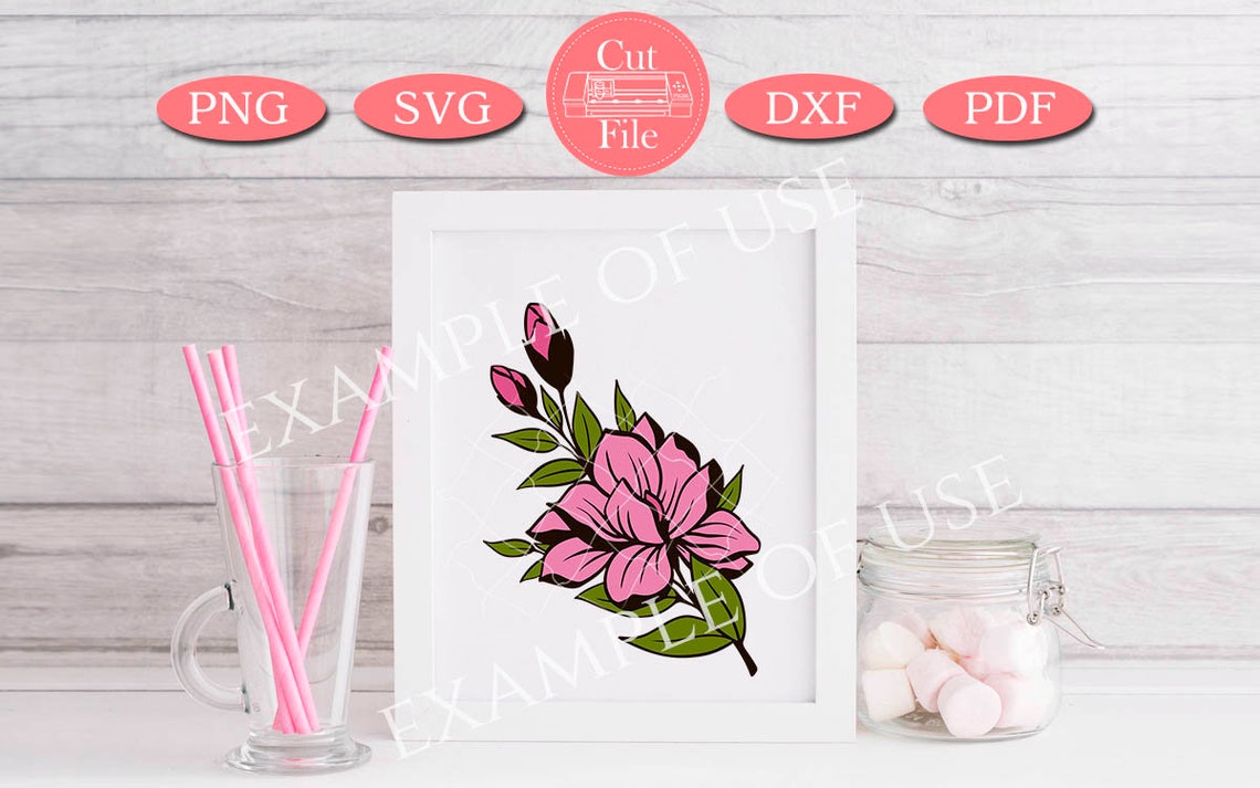 Magnolia Flower Cut File SVG DXF PNG Pdf - Etsy