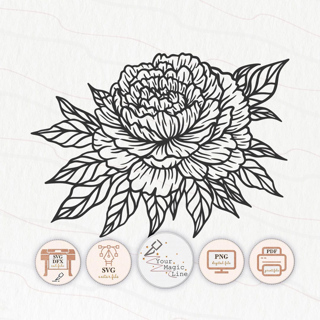 Flower Peonies Cut File SVG, DXF, PNG - Etsy