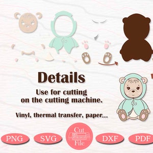 Baby Bear Cut and Print File SVG, DXF, PNG, Pdf - Etsy