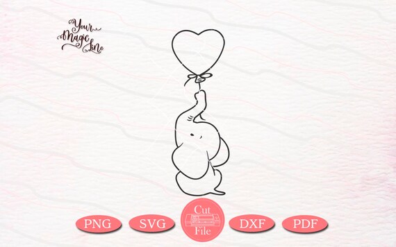 Baby Elephan With Heart Cut File SVG DXF or Print PDF and - Etsy