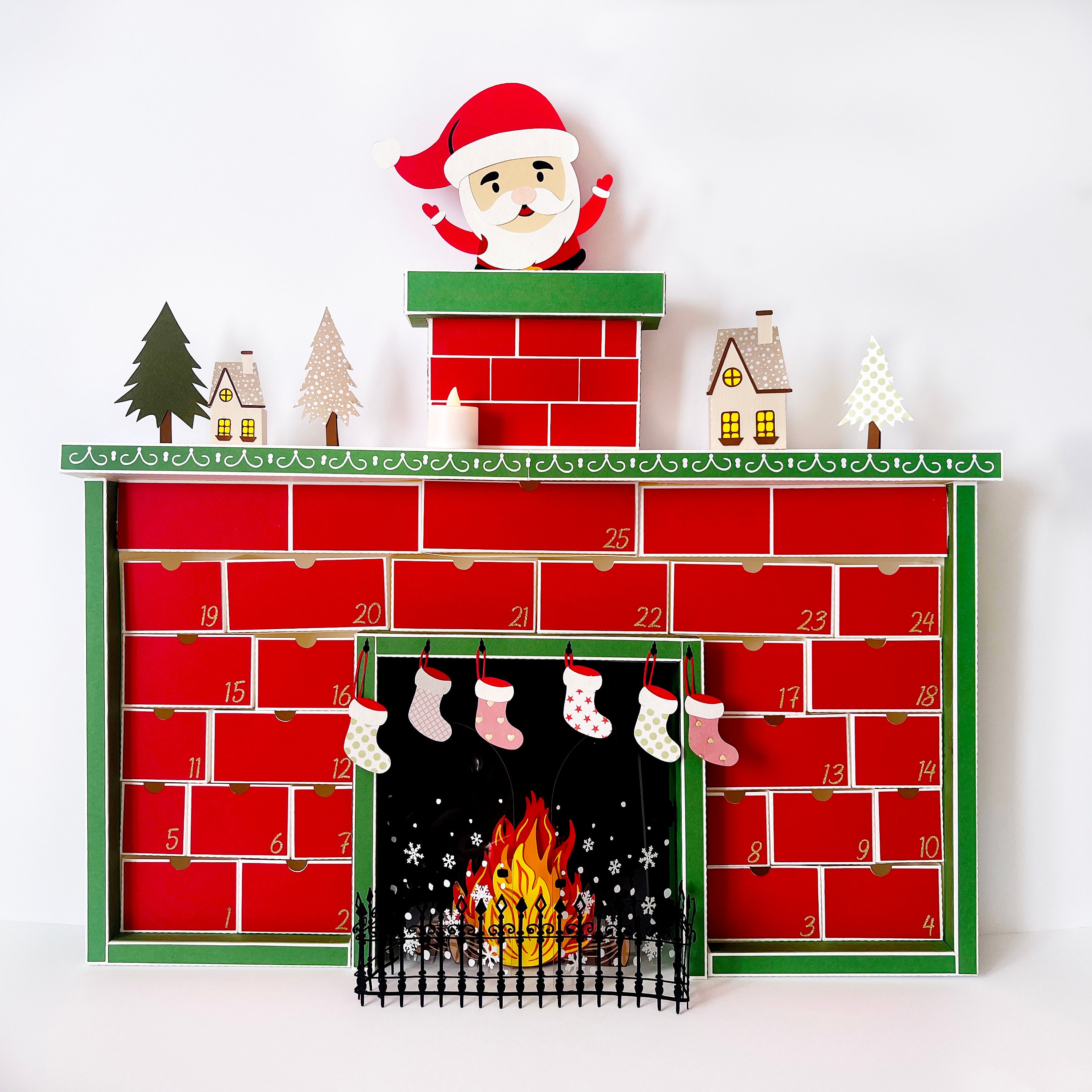 Fireplace Paper Advent Calendar SVG File for Cutting - Etsy
