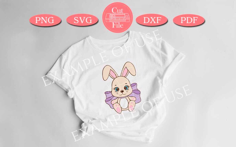 Bunny With Big Bow Cut and Print File SVG DXF PNG Pdf - Etsy