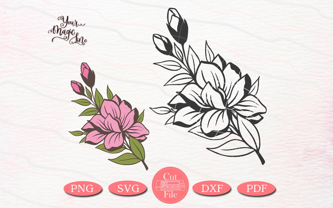 Magnolia Flower Cut File SVG DXF PNG Pdf - Etsy