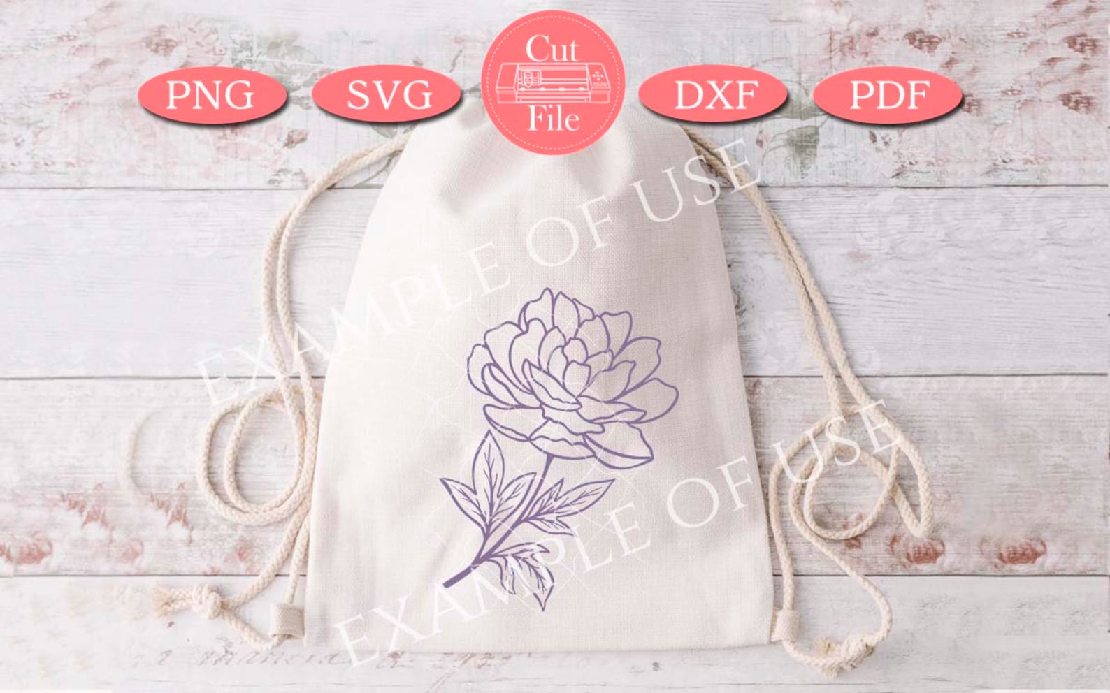 Flower Peonies Cut and Print File SVG DXF PNG Pdf | Etsy