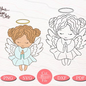 Christmas Angel SVG, Cute Angel, Silhouette Cameo and Cricut Files, PNG ...