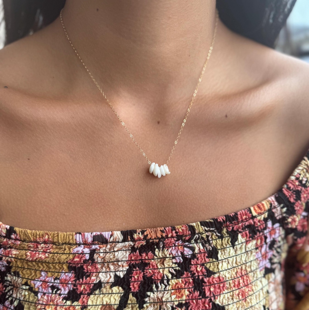 Hawaiian Puka Shell Necklace With Gold Filled Chain 18" Dainty Puka ...
