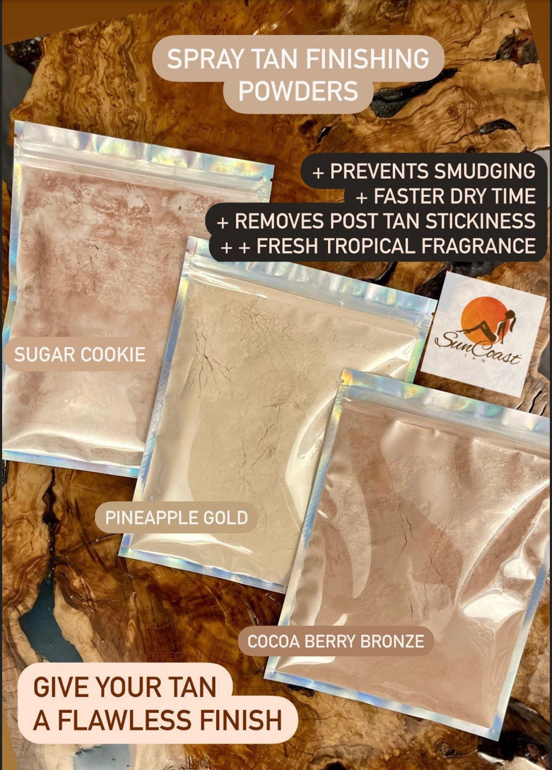 Tanning Powder, Spray Tan Setting Powder, Bronze + Gold Shimmer Powder ...