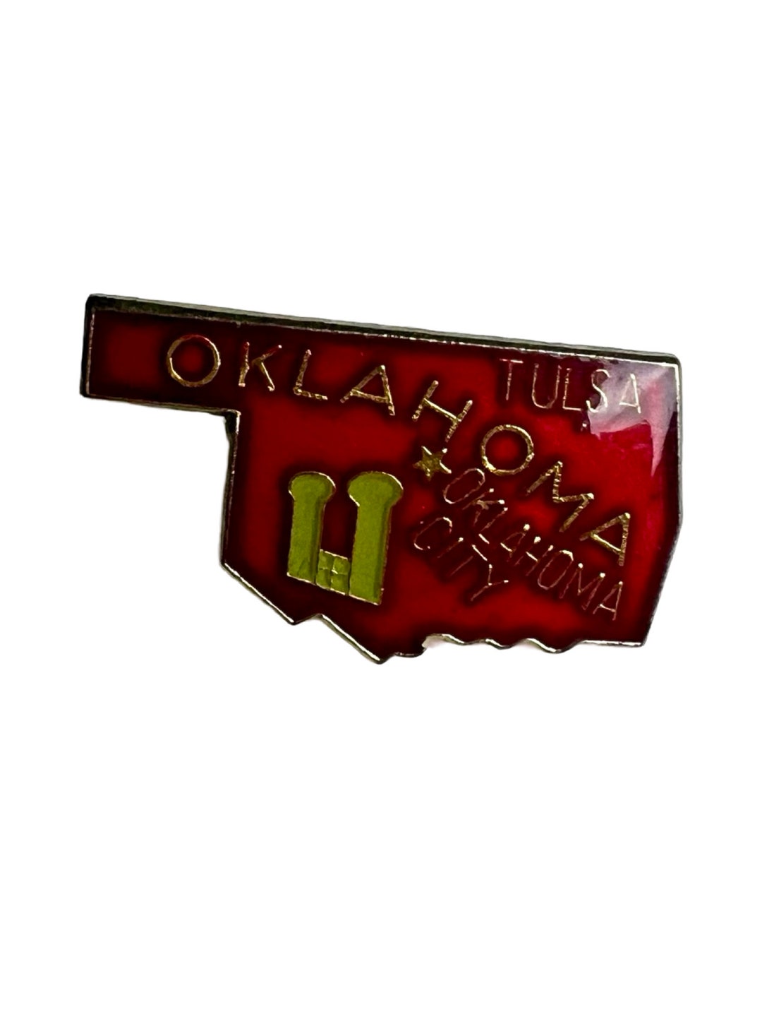 Vintage Oklahoma State Pin USA State Pinback Button for Hat or Backpack ...