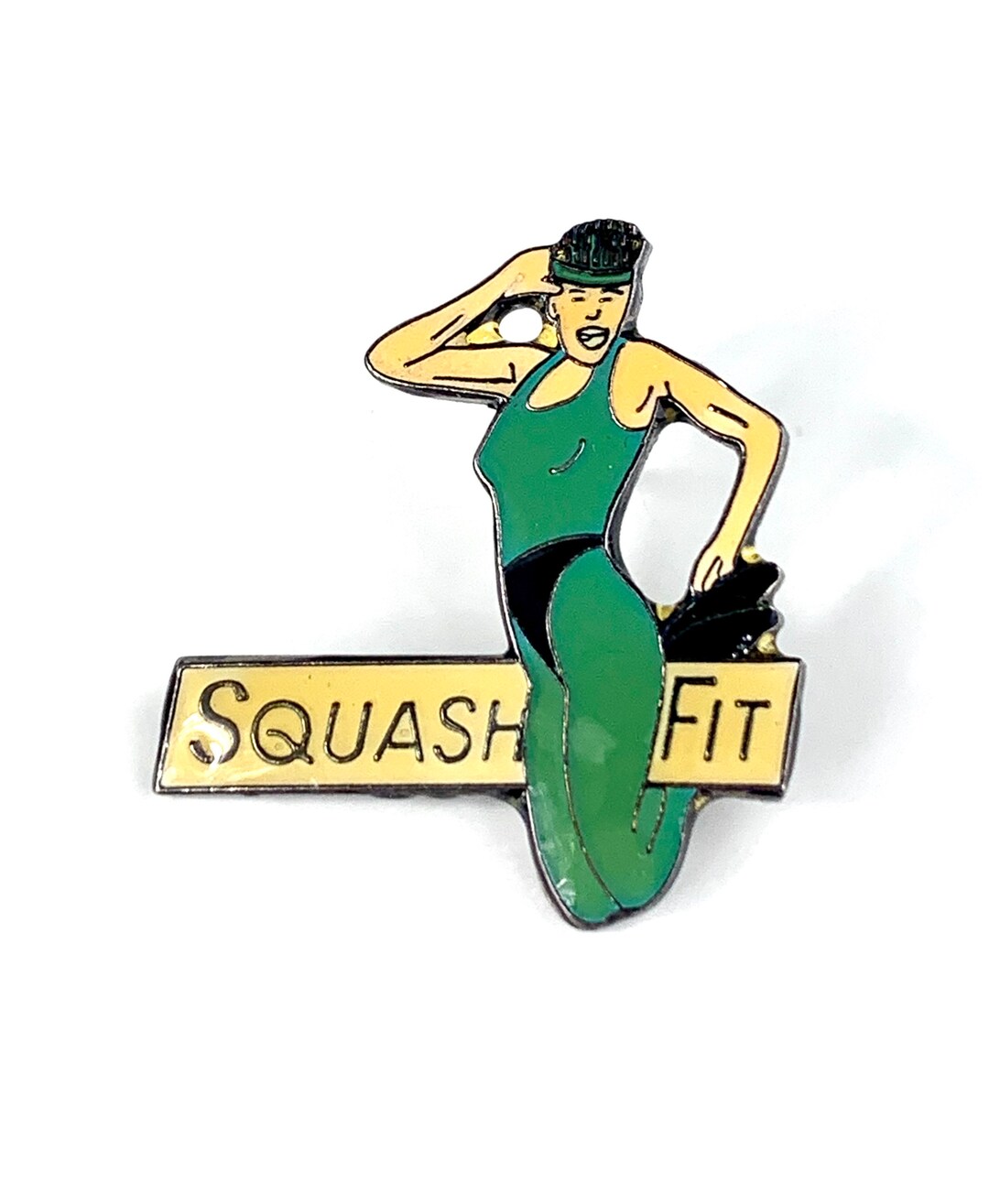 Vintage 80s EXERCISE Pin, Small Gift for Squash Player, Pinback Button ...