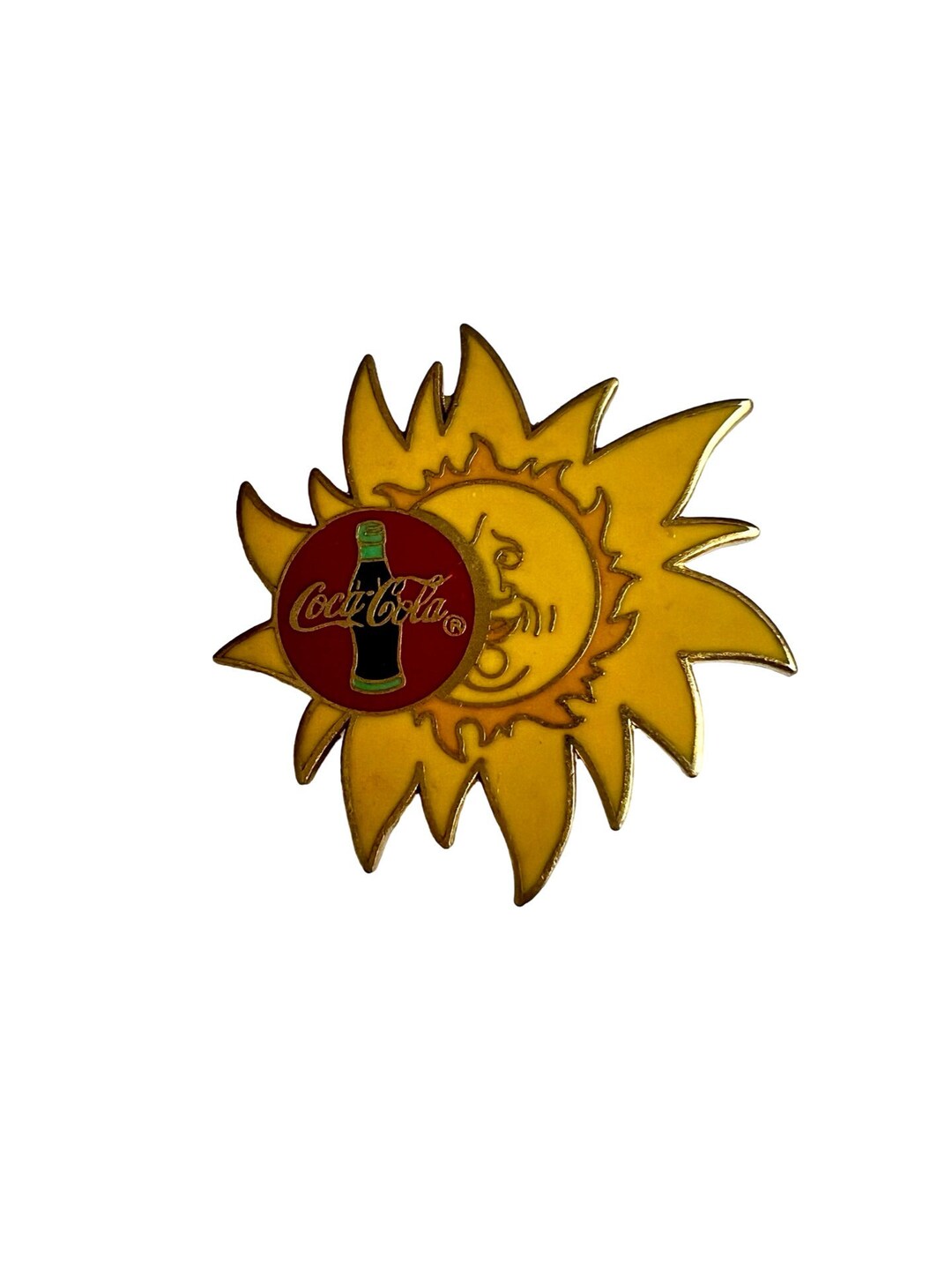 Vintage Coca Cola Yellow Sun Pin, Badge Pinback Button 1997 - Etsy