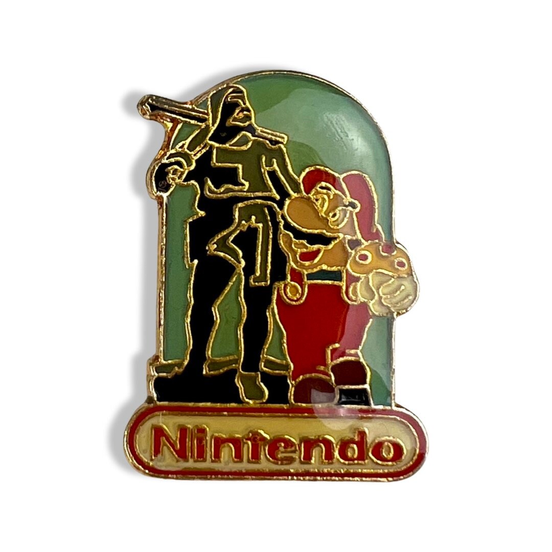 Vintage Nintendo Mario And William Tell Enamel Lapel Pin Badge Etsy