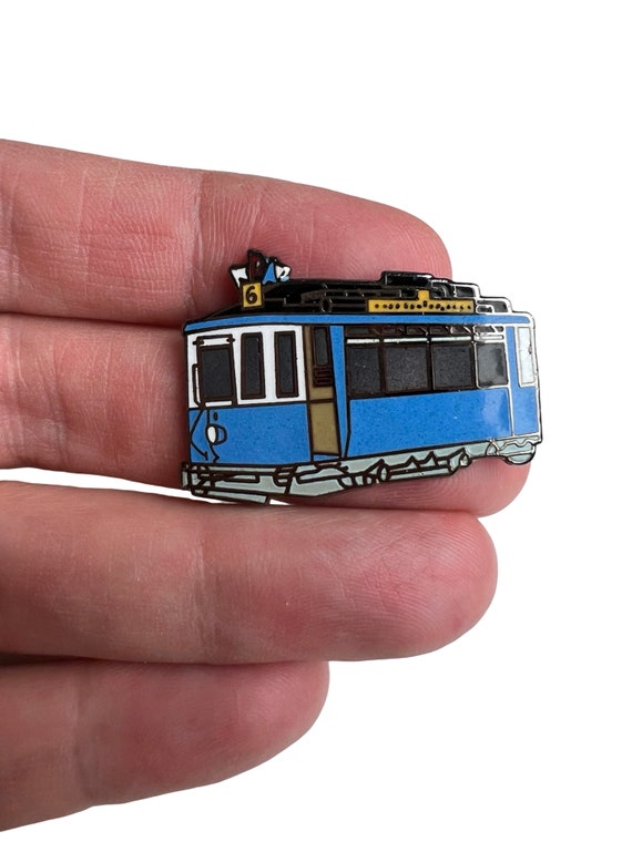 Vintage Swiss Zurich Tramway Tram Train Pin Enamel La… - Gem