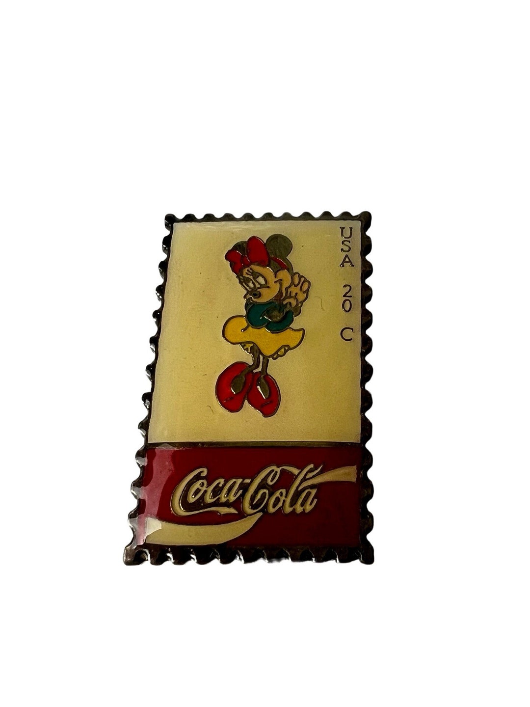 Vintage Coca Cola Minnie Mouse Stamp Pin Coke Badge - Etsy
