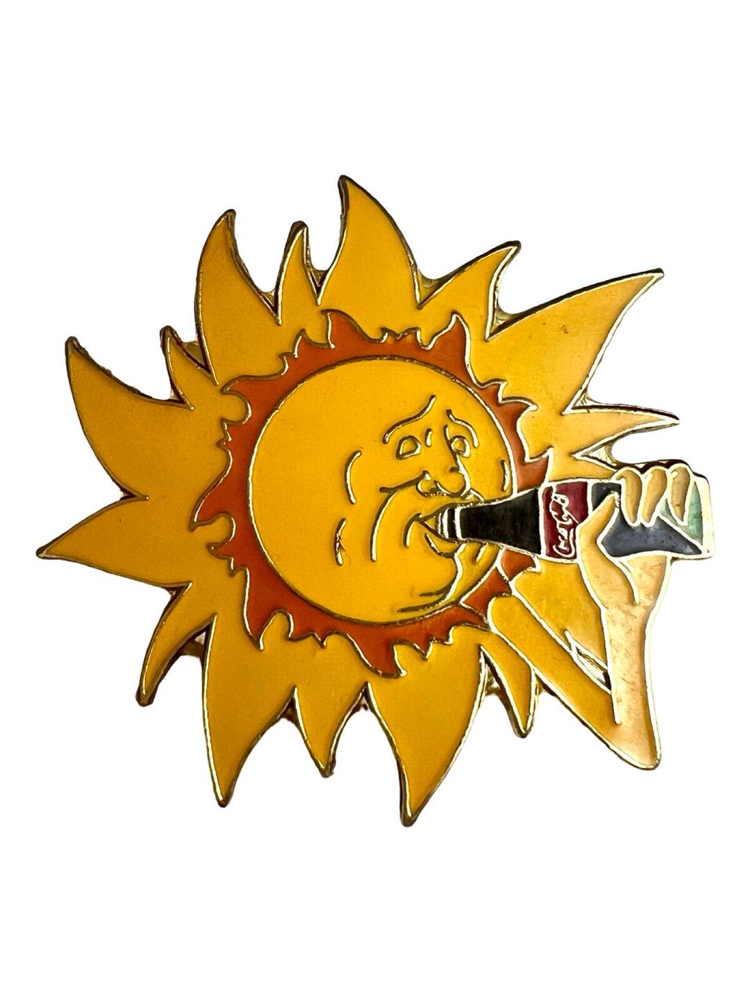 Vintage Coca Cola Yellow Sun Pin, Badge Pinback Button 1997 - Etsy