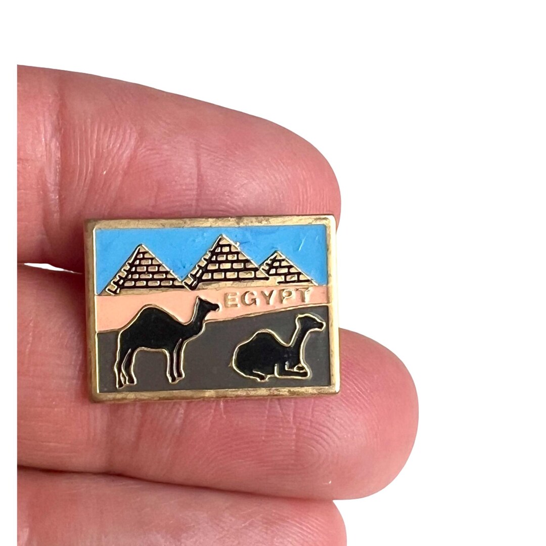 Vintage Egypt, Pyramids and Camels Pin, Badge, Metal Pin for Hat Bag ...