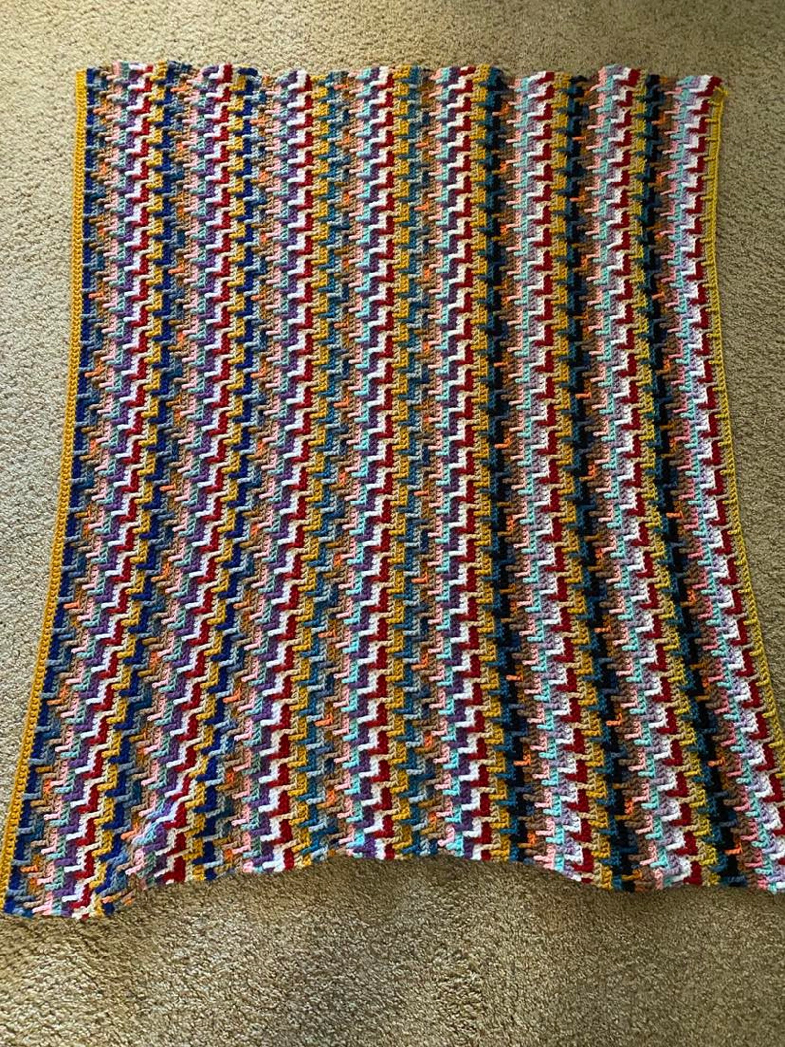 Crochet Striped Afghan Crochet Stripe Blanket Crochet Blanket Crochet ...
