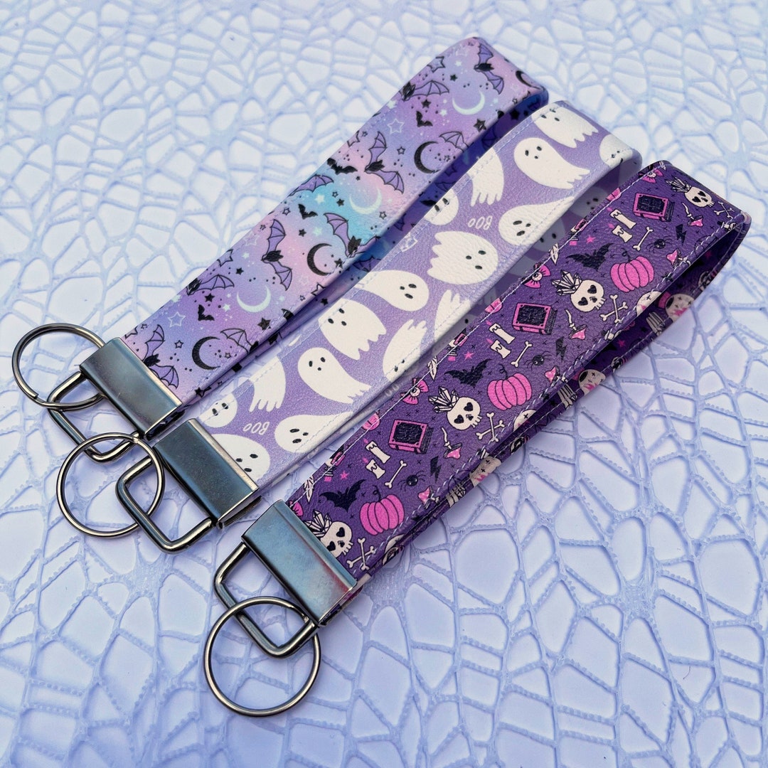 Halloween Lanyard / Whimsigoth Keychain Wristlet, Spooky Season Key Fob ...