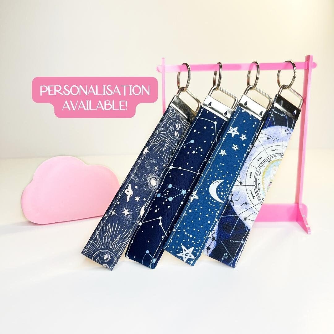 Zodiac Wristlet / Wrist Lanyard Stars, Custom Keychain Wristlet, Space ...