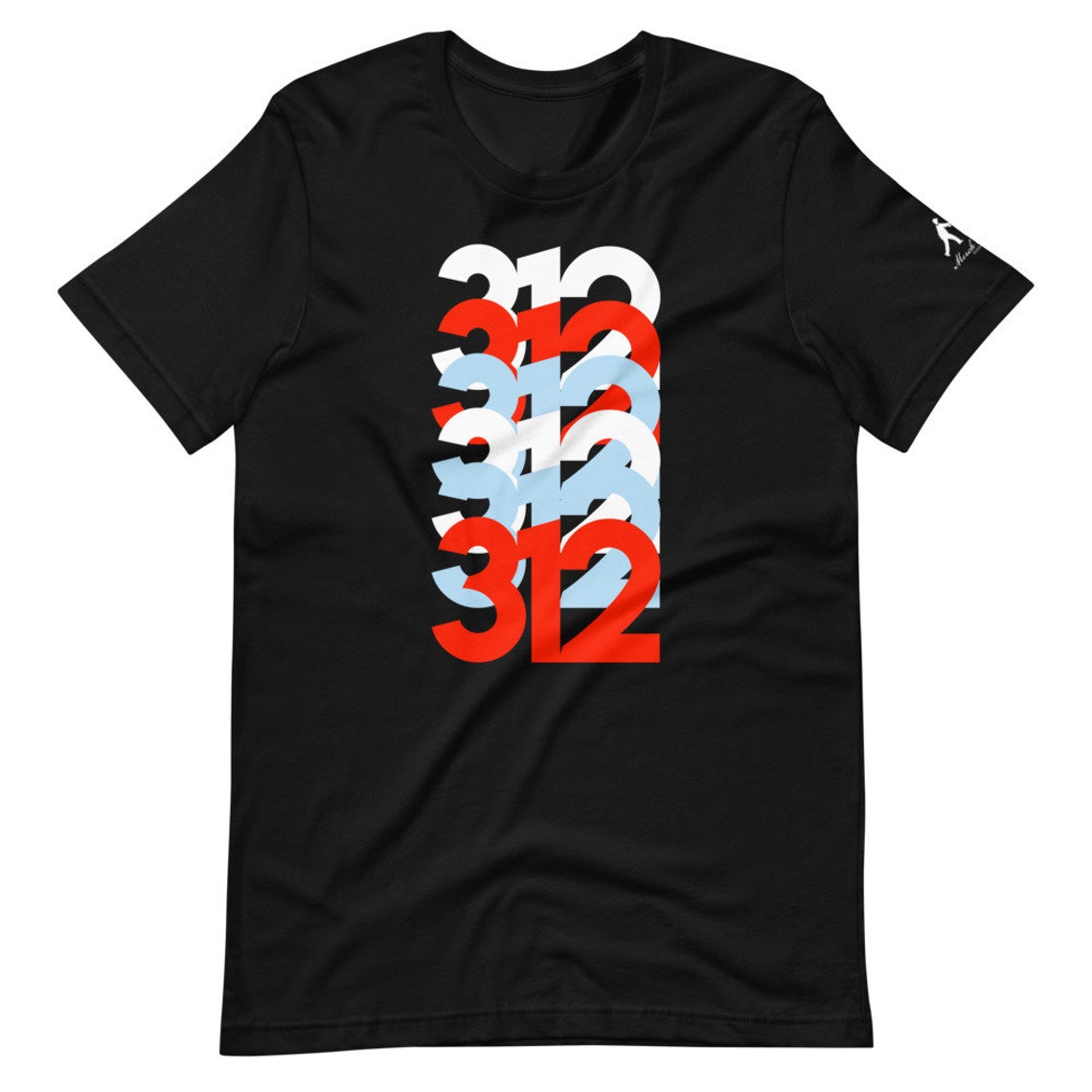 312 Chicago Area Code Stacked Short-sleeve Unisex T-shirt, 312 Area ...