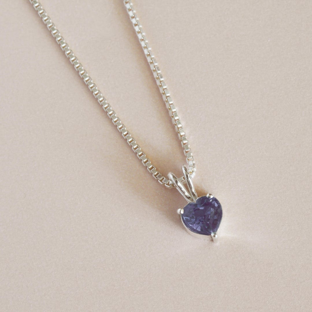 Alexandrite Necklace - Dainty Heart Necklace - Heart Necklace - Mothers ...