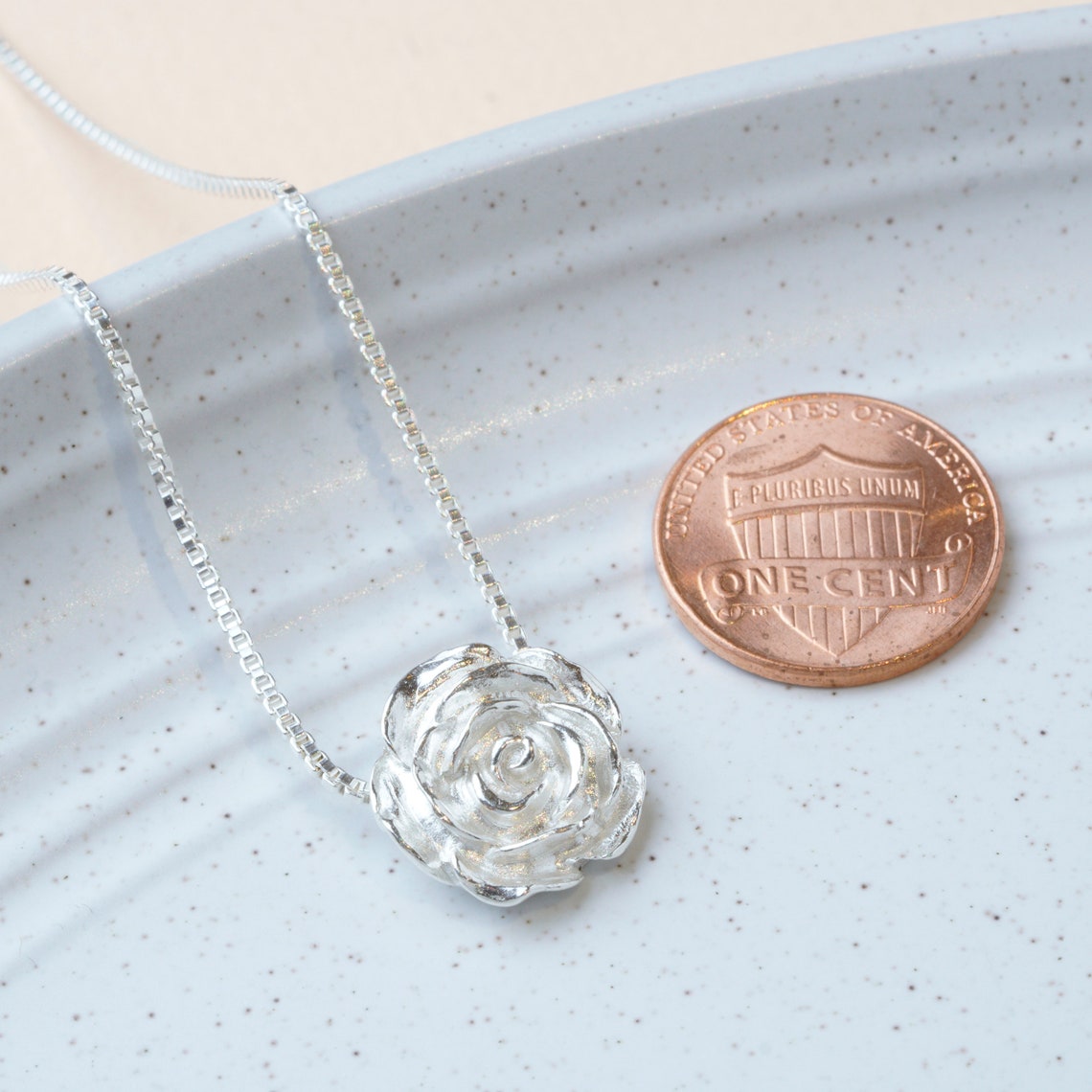 Small Rose Necklace - Dainty Rose Flower Necklace - Delicate Rose ...