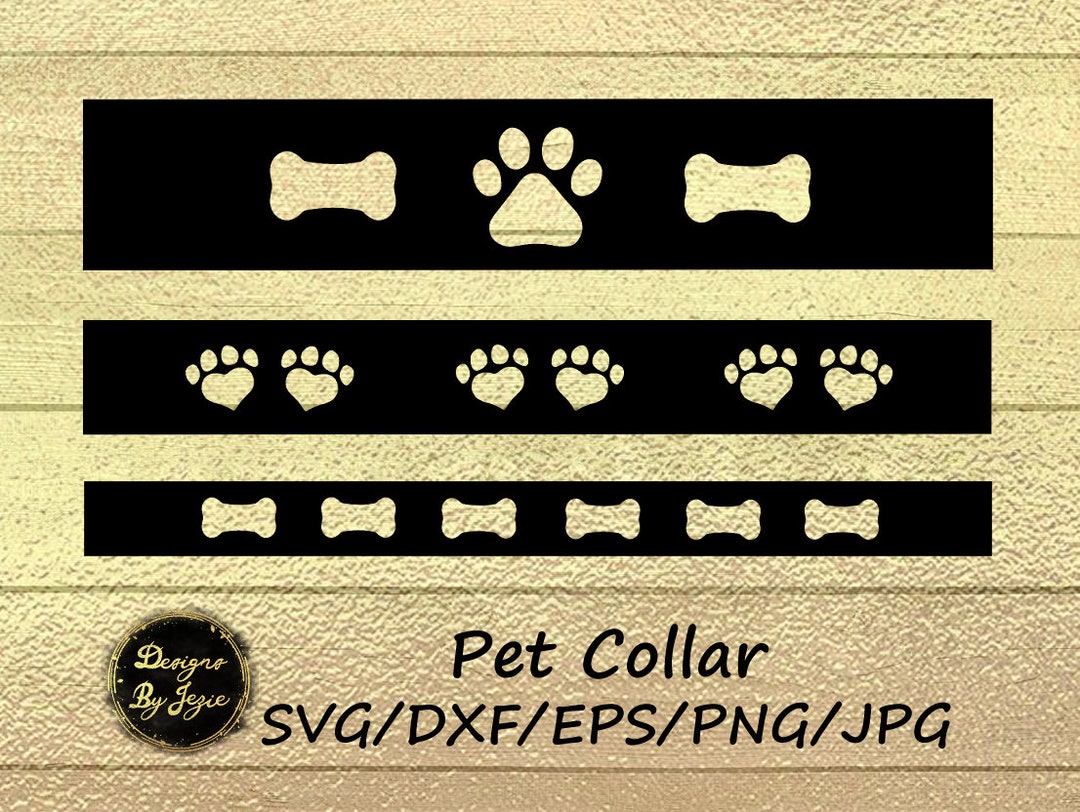 Pet Collars SVG, Dog Choker, Cat Collar, Dog Bones, Paw Print, Digital ...