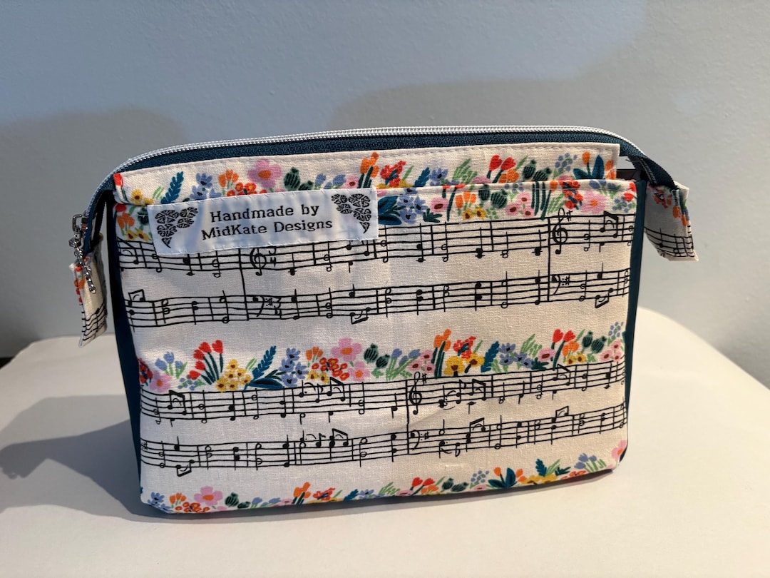 Plover Pouch - Rifle Paper “music Notes” Fabric With Cork Accent - Etsy