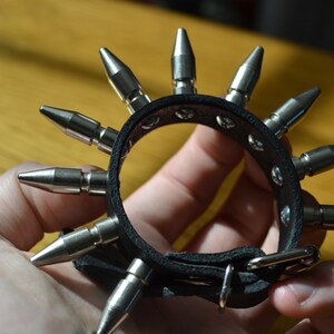 Spiked Leather Bracelet, Massive Spikes Wrist Cuff, Chunky Spikes ...