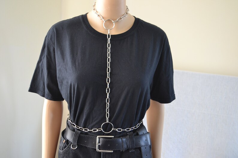 Chain Body Chest Harness Chain Choker Belly Chain Metal Etsy