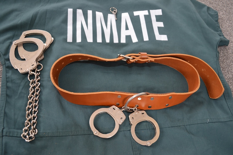 Handcuff Belt 2 Inch Wide Bdsm Prisoner Jail Leather Bondage Etsy