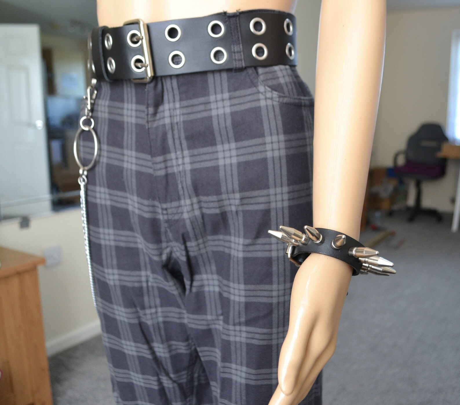 Spiked Leather Bracelet Massive Spikes Wrist Cuff Chunky - Etsy