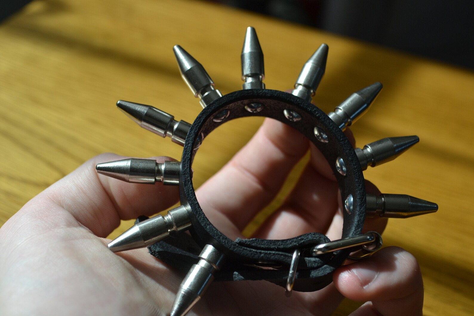 Spiked Leather Bracelet Massive Spikes Wrist Cuff Chunky - Etsy