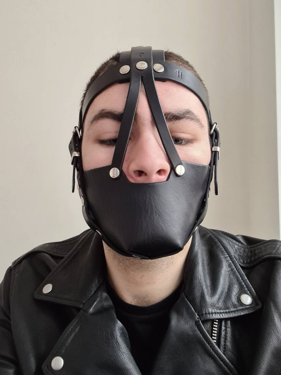Premium Soft Leather Face Muzzle Mouth Gag Head Harness Many Etsy Uk