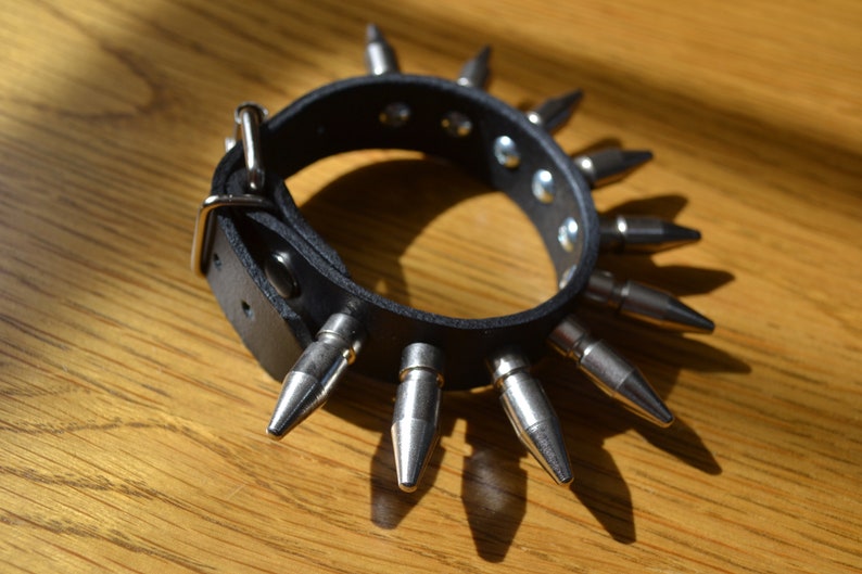 Spiked Leather Bracelet Massive Spikes Wrist Cuff Chunky - Etsy