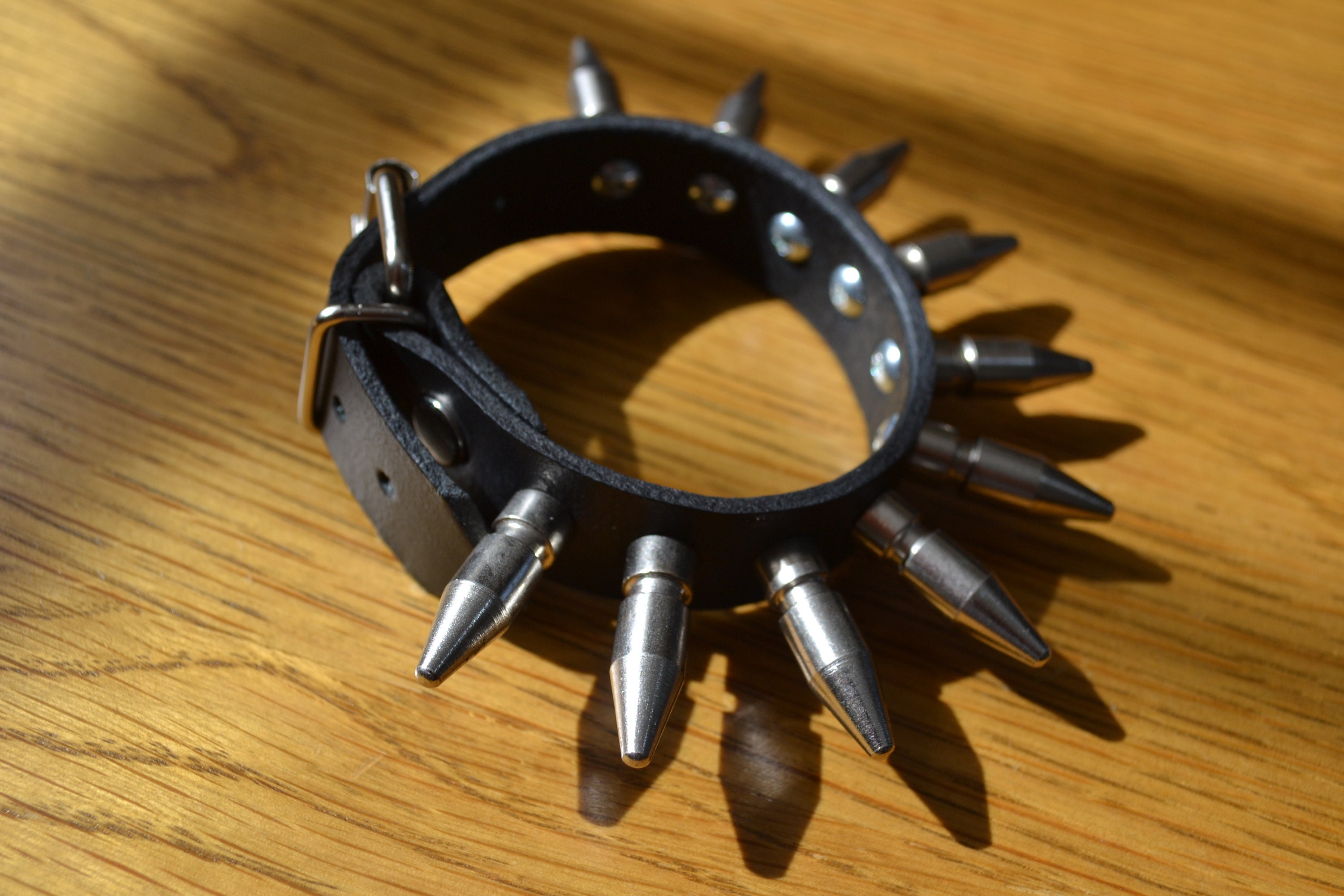Spiked Leather Bracelet Massive Spikes Wrist Cuff Chunky | Etsy