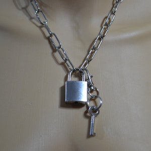 Silver Padlock Chain Necklace, Padlock Necklace, Silver Padlock, Choker ...