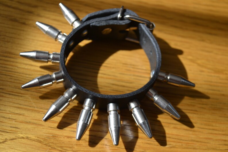 Spiked Leather Bracelet Massive Spikes Wrist Cuff Chunky - Etsy