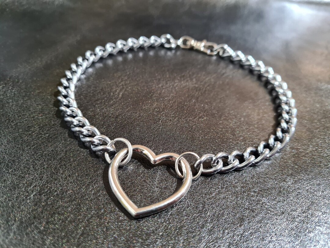 Heart Shape Ring Necklace, Day Collar, Gift, Love, Lovers, Plated Steel ...