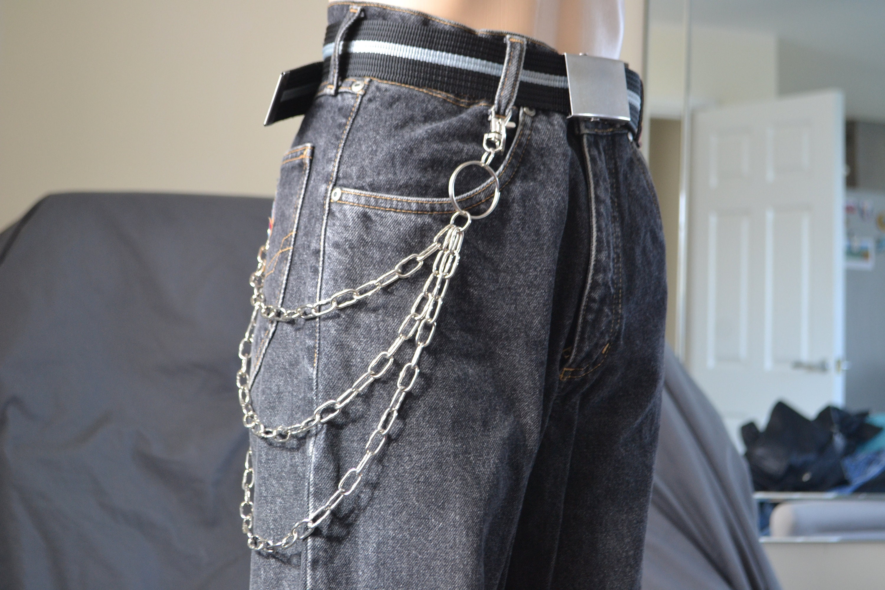Triple Wallet Chain With O Ring Belt Chain 90's Trouser | Etsy UK