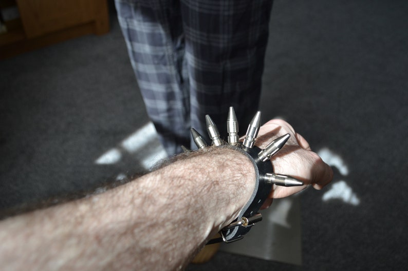 Spiked Leather Bracelet Massive Spikes Wrist Cuff Chunky - Etsy