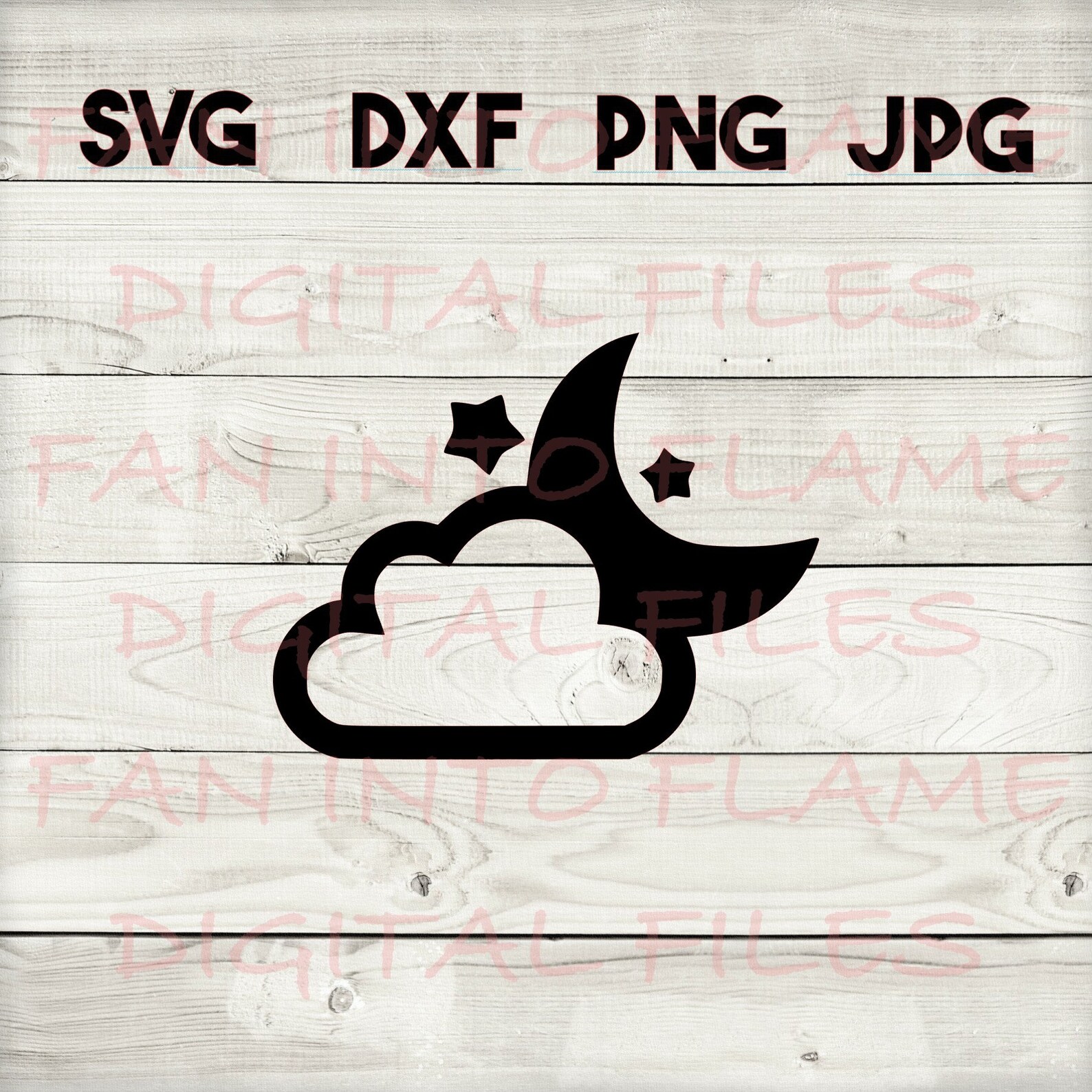 Cloud moon SVG DXF png jpg digital download silhouette | Etsy