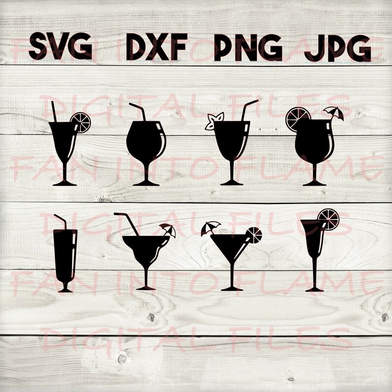 Cocktails SVG DXF Png Jpg Digital Download Silhouette - Etsy