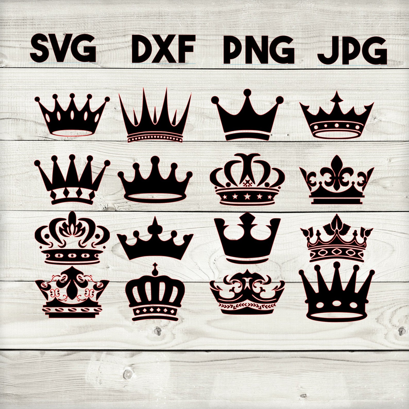 Corona 16 paquete SVG DXF png jpg descarga digital - Etsy España