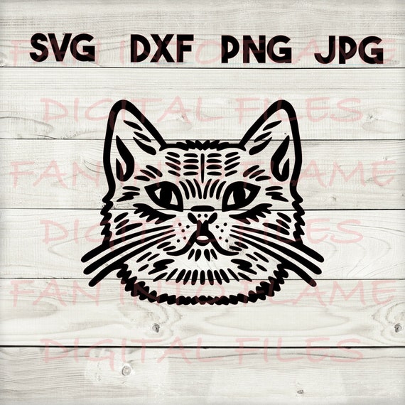 Cat Face SVG DXF Png Jpg Digital Download Silhouette | Etsy