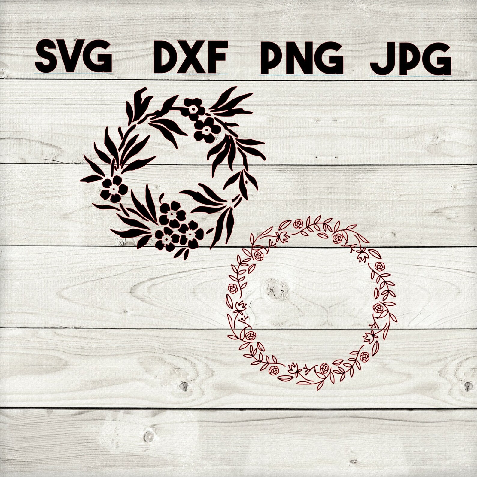 Wildflower Wreath SVG DXF Png Jpg Digital Download - Etsy