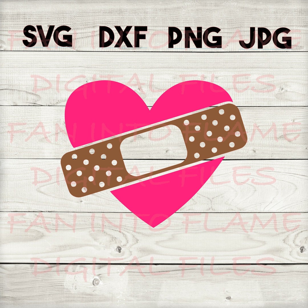 Heart Bandaid SVG, DXF, Png, Jpg, Digital Download, Silhouette, Cricut ...