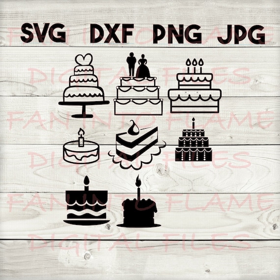 Cake SVG DXF Png Jpg Digital Download Silhouette Cricut | Etsy