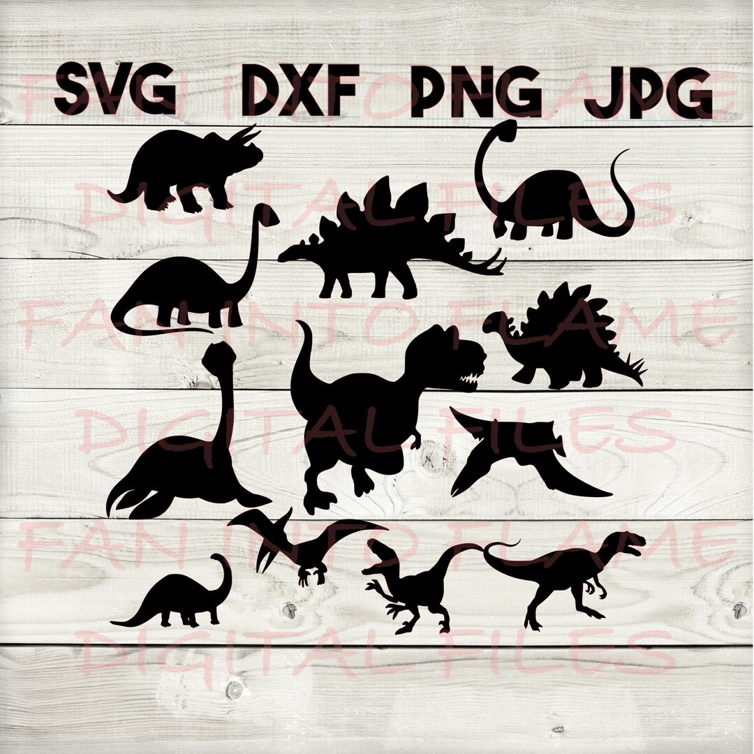 Dino SVG, DXF, Png, Jpg, Digital Download, Silhouette, Cricut ...